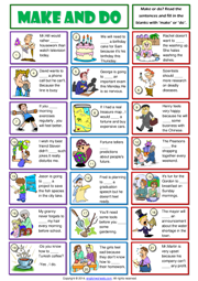 Make and Do ESL Printable Worksheets and Exercises